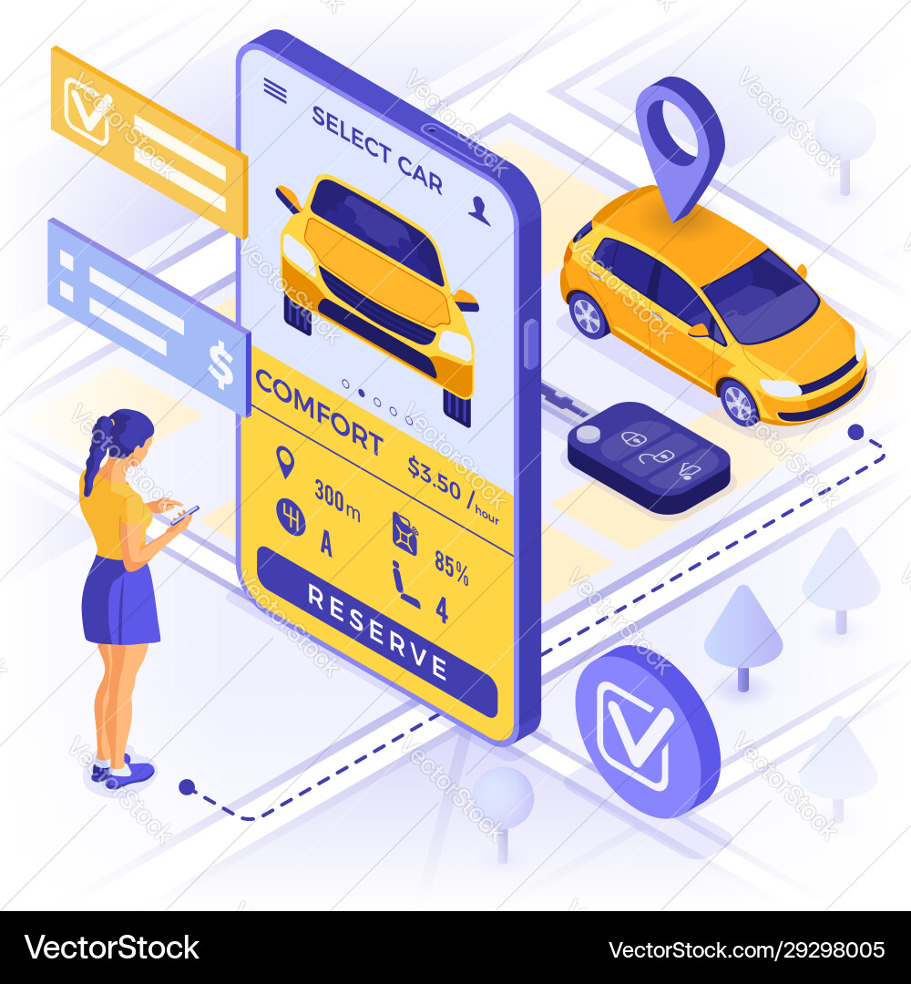 Car sharing service concept Royalty Free Vector Image
