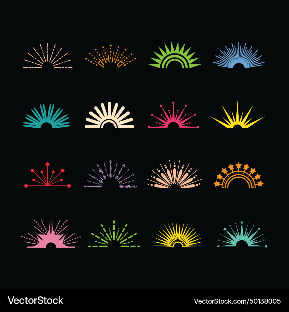 Creative colorful set of half circle icons Vector Image