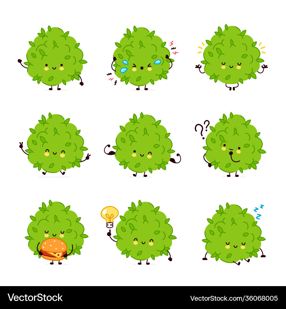 Cute Marijuana Bud Characters Royalty Free Vector Image