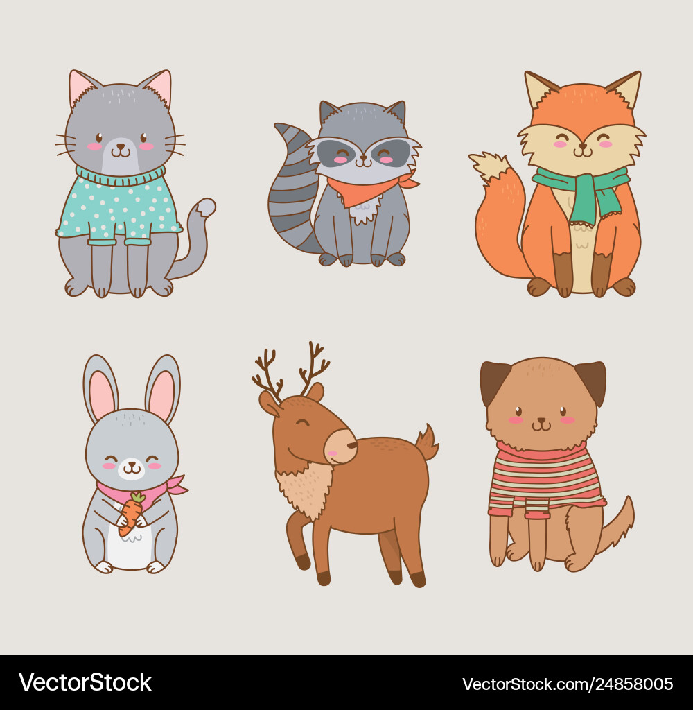 Group woodland animals Royalty Free Vector Image