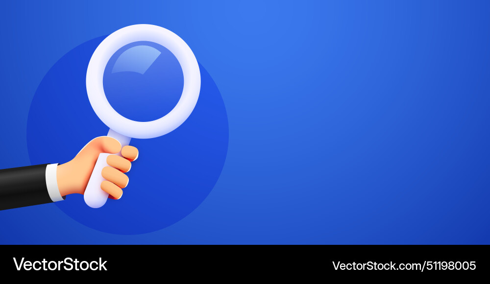 Hand holds a magnifying glass Royalty Free Vector Image