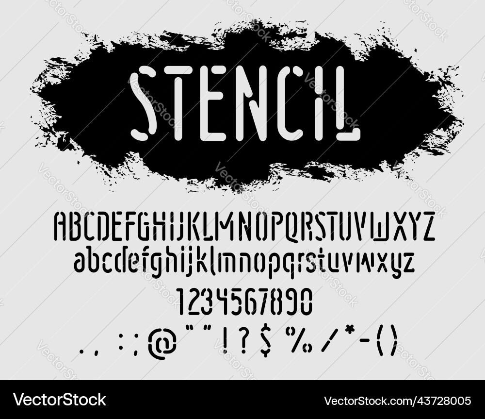Military stencil font army alphabet type letters Vector Image
