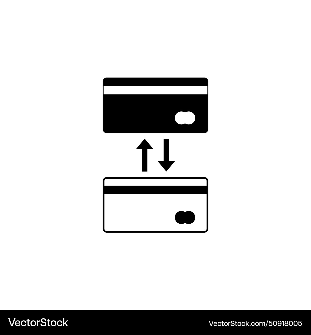 Money transfer between plastic cards flat icon Vector Image