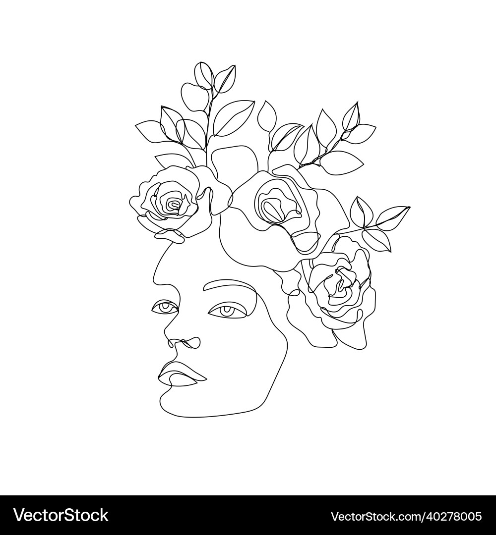 Woman face line art logo Royalty Free Vector Image