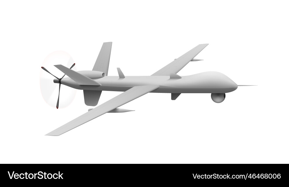 Abstract unmanned military drone isolated on white