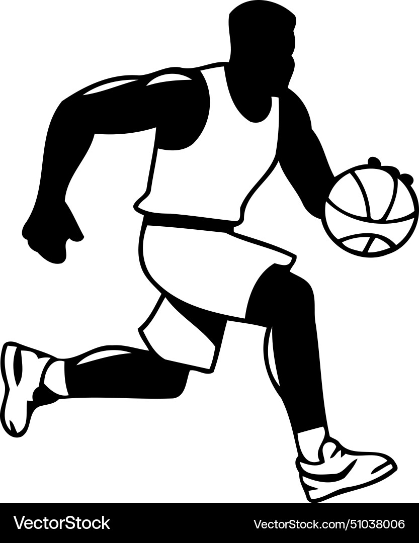 Basketball player in action isolated on white Vector Image