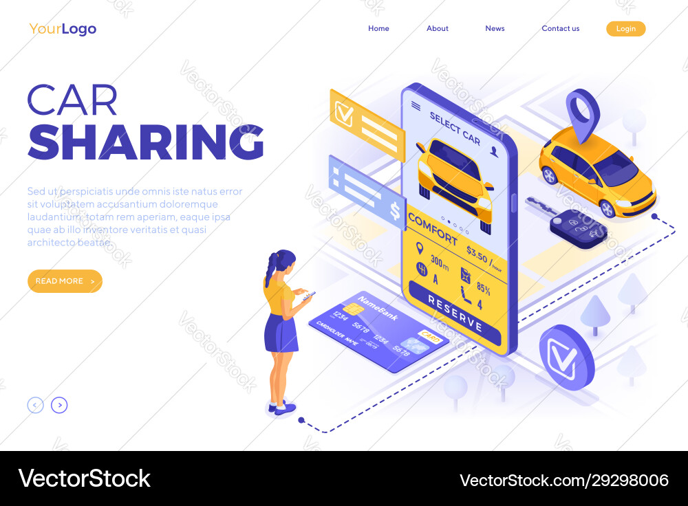 Car sharing service concept Royalty Free Vector Image