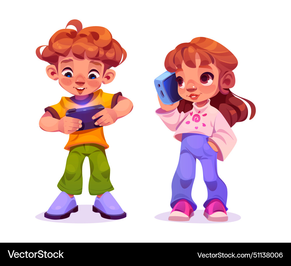 Child play phone kid using mobile for game Vector Image