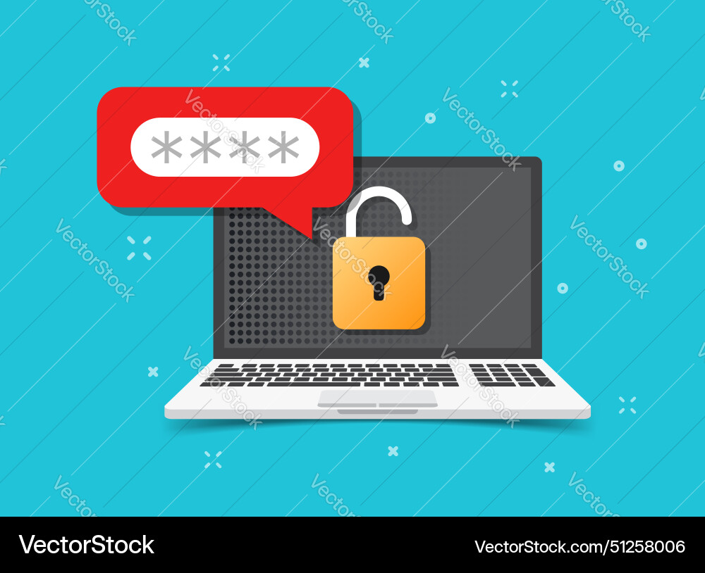 Laptop with account login icon in flat style Vector Image