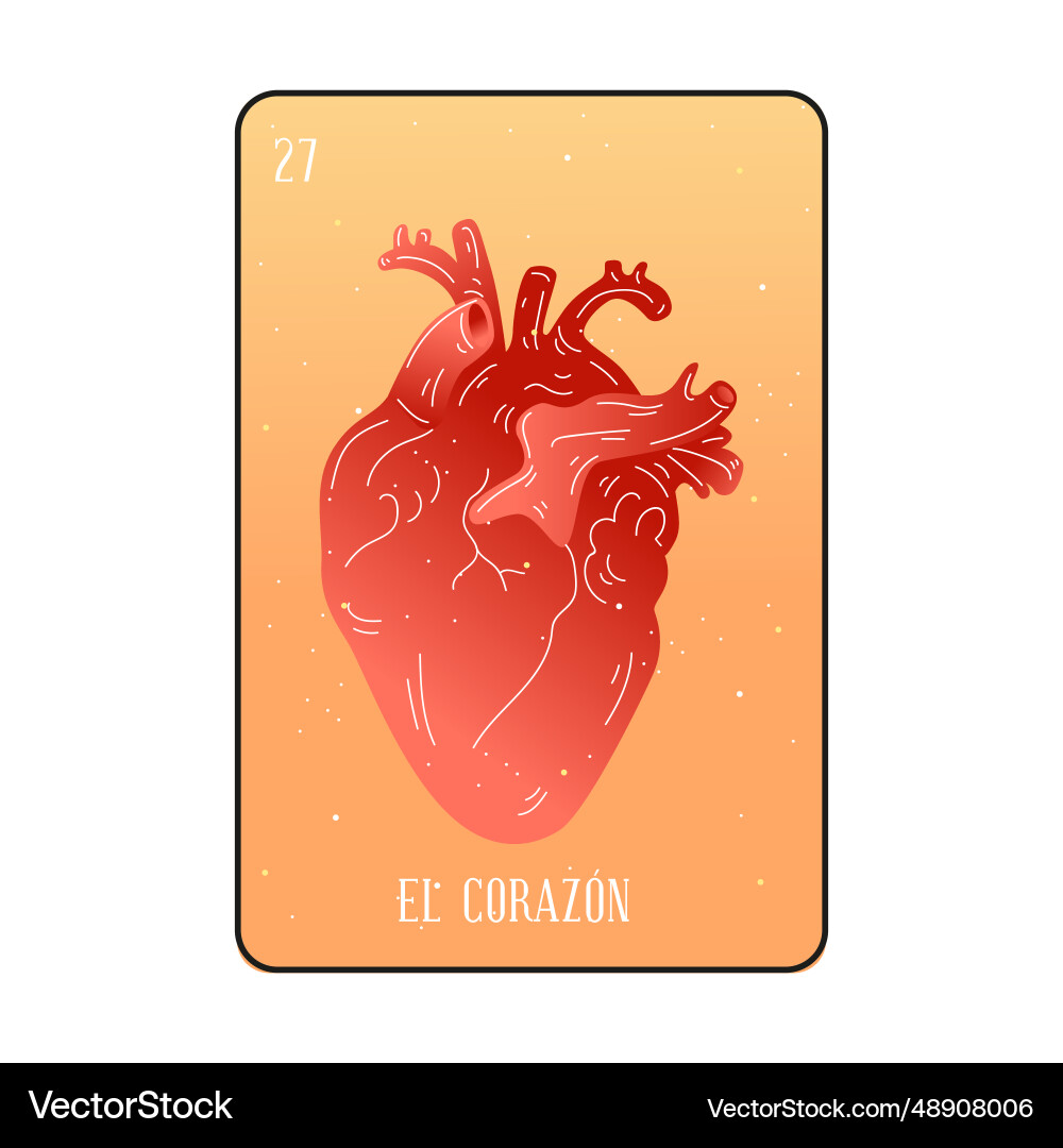 Mexican Loteria Heart Card Royalty Free Vector Image
