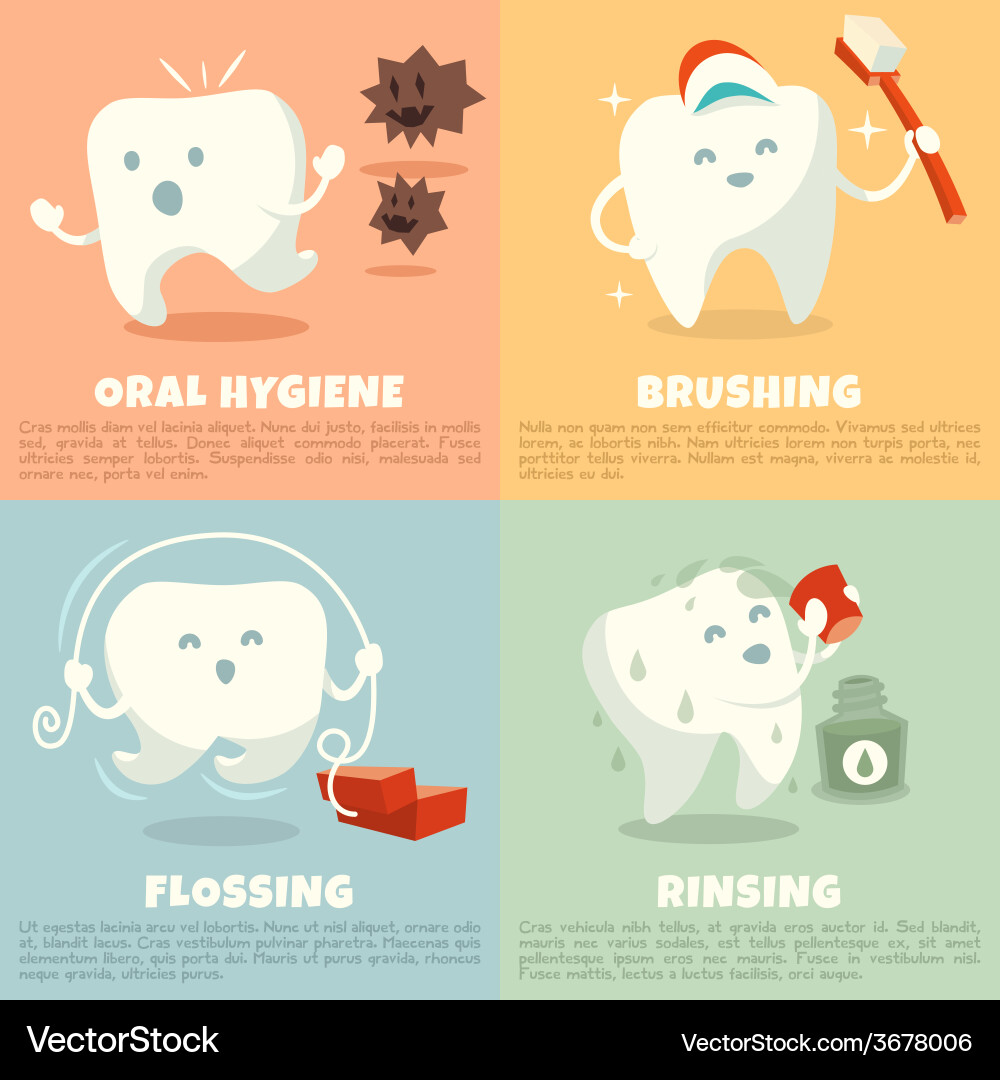 Oral hygiene banners with cute tooth Royalty Free Vector