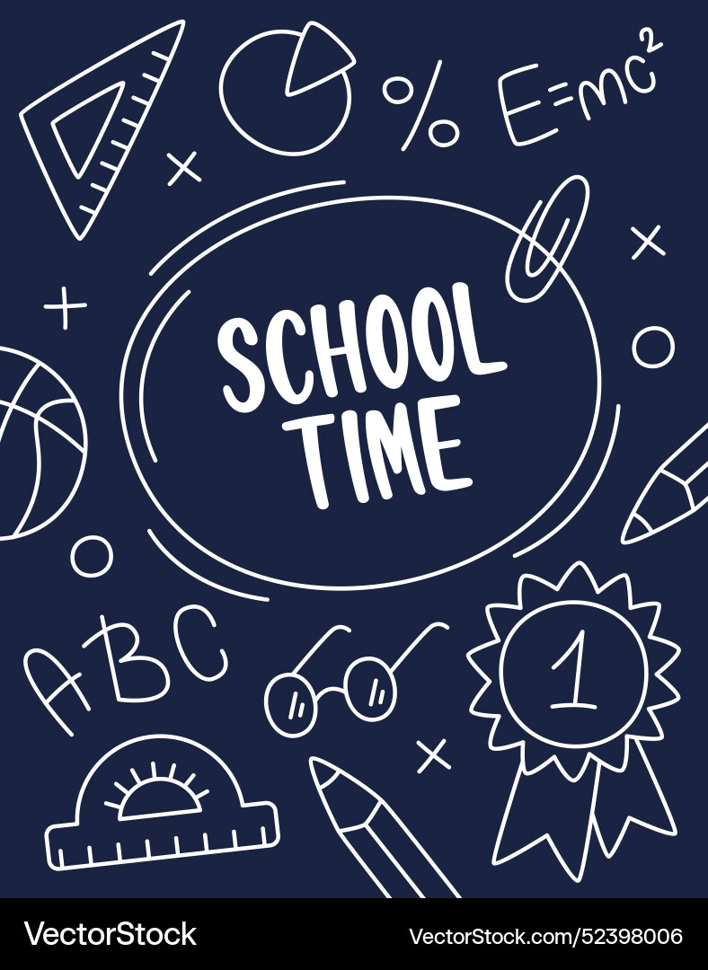 School time doodle poster Royalty Free Vector Image