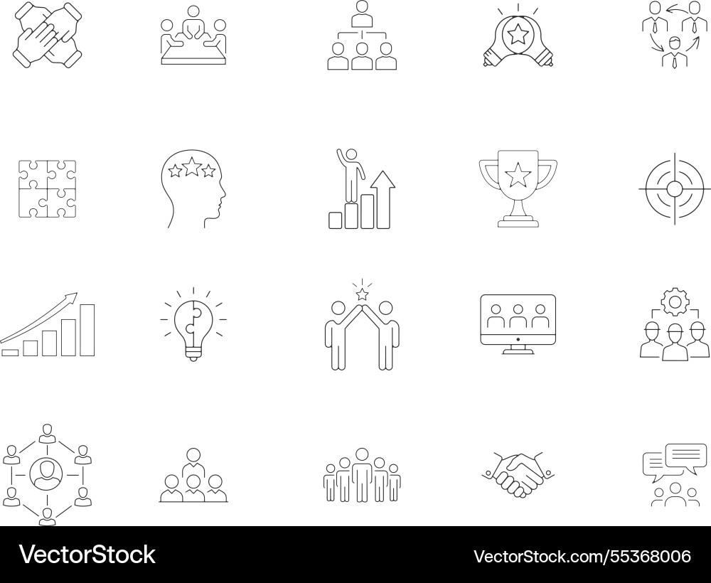 Teamwork collaboration icons set graphics Vector Image