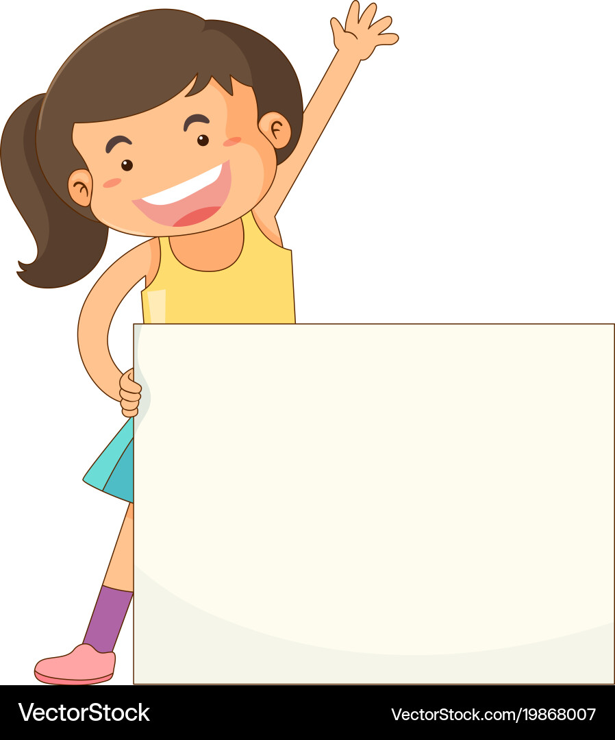 Banner template with happy girl Royalty Free Vector Image