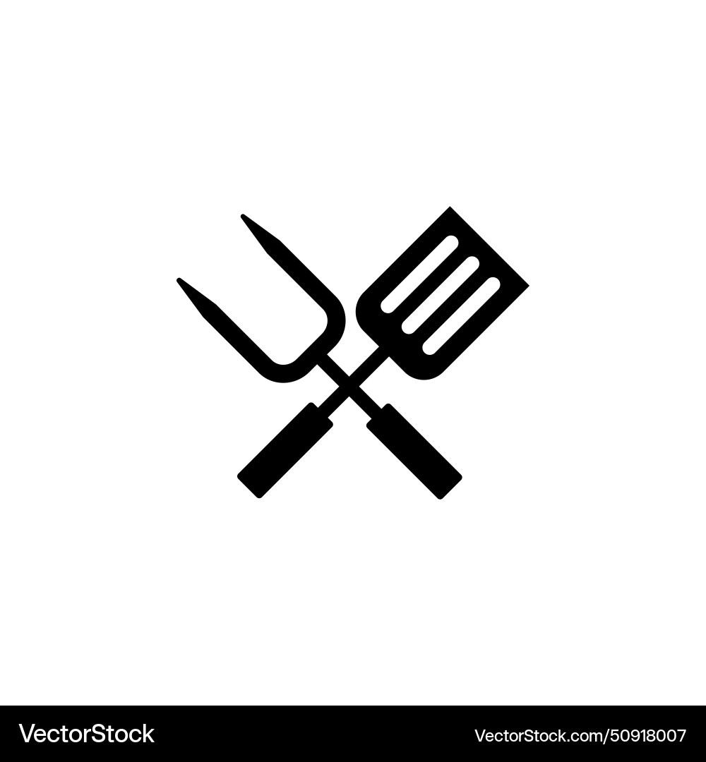 Bbq grill tools crossed barbecue fork Royalty Free Vector