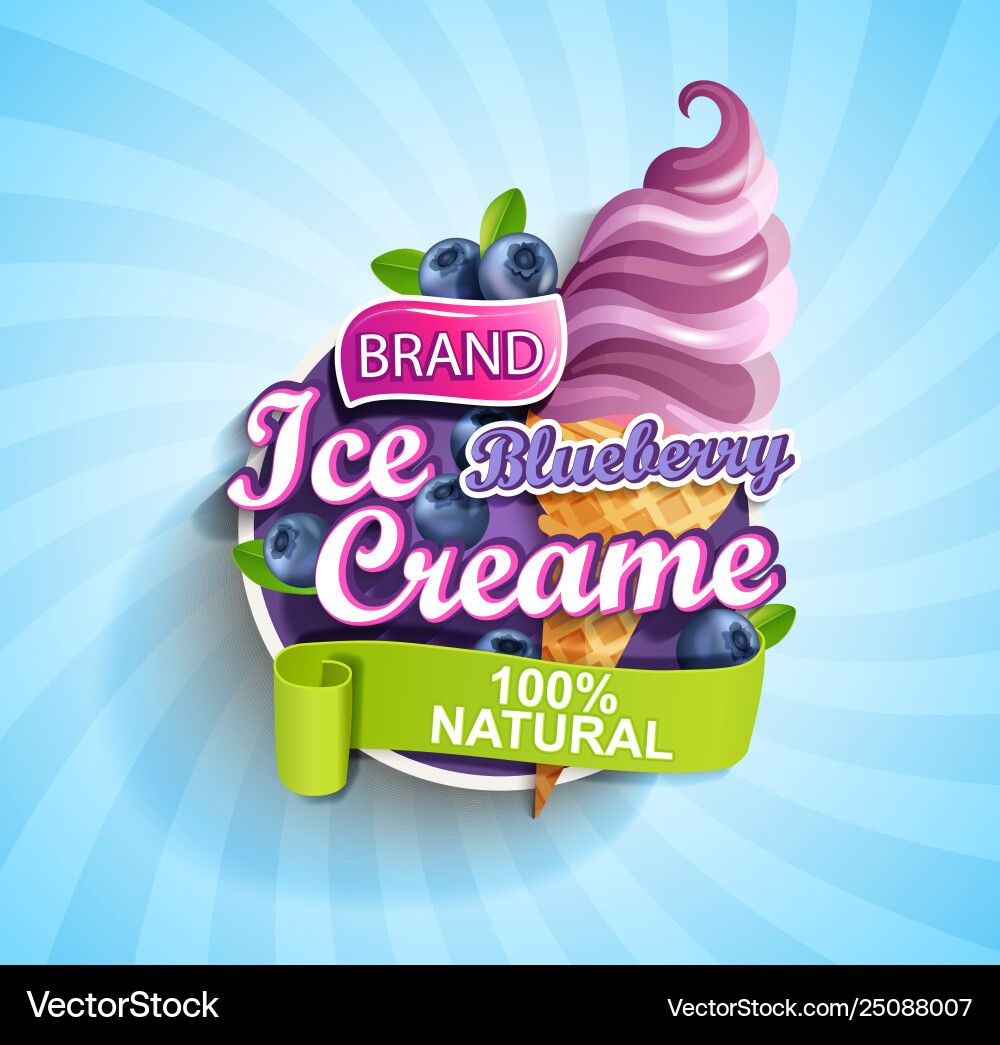 Blueberry Ice Cream Label Royalty Free Vector Image