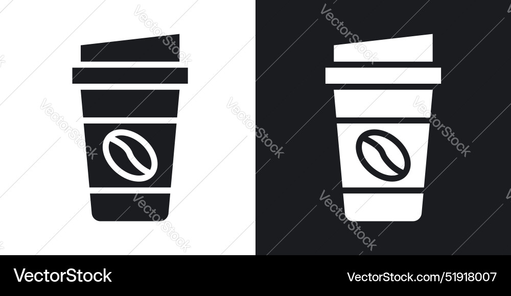 Coffee icon set in solid black and white color Vector Image