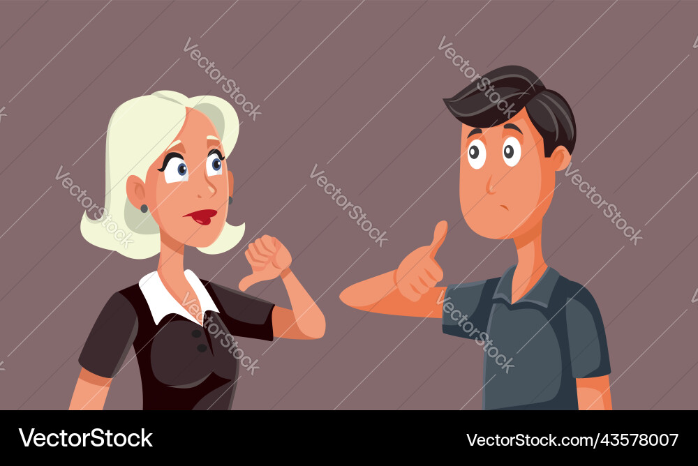 Couple disagreeing making ok and not gesture Vector Image