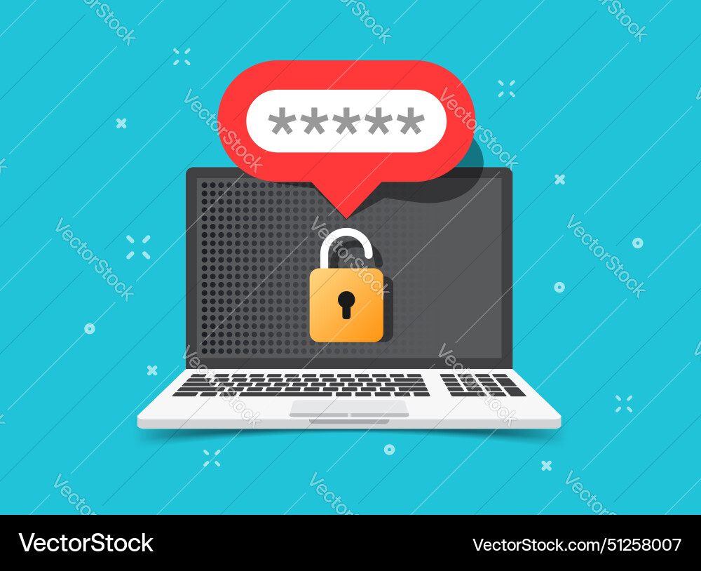 Laptop with account login icon in flat style Vector Image