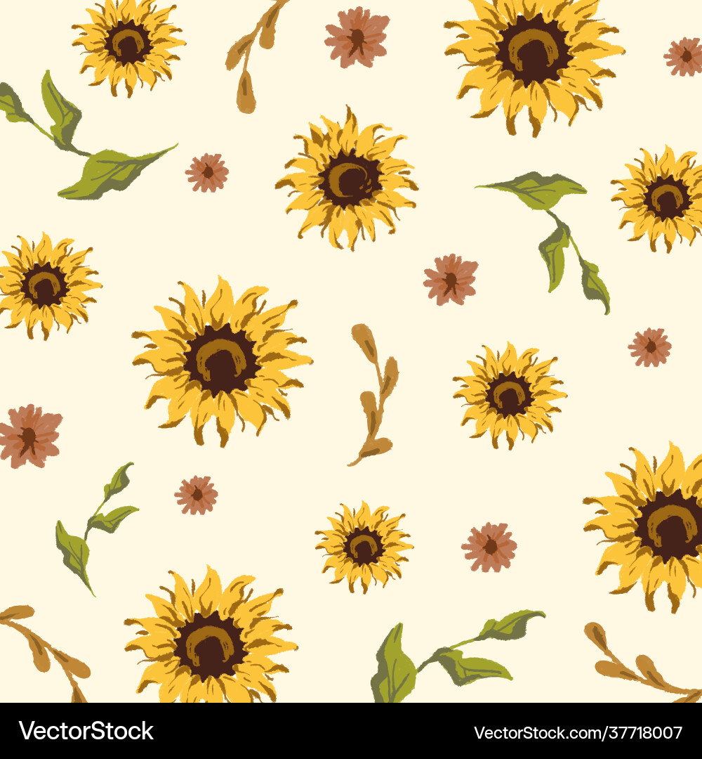 Seamless sunflower pattern Royalty Free Vector Image