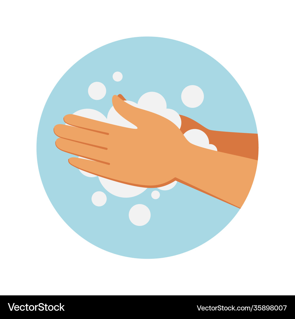 Soap hand wash cleaning process icon Royalty Free Vector