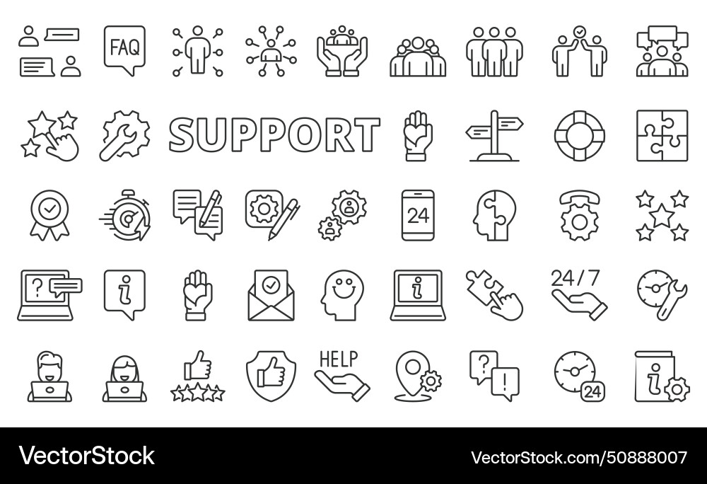 Support icons in line design assistance help Vector Image