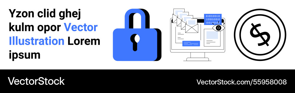 Cybersecurity and email protection with lock Vector Image