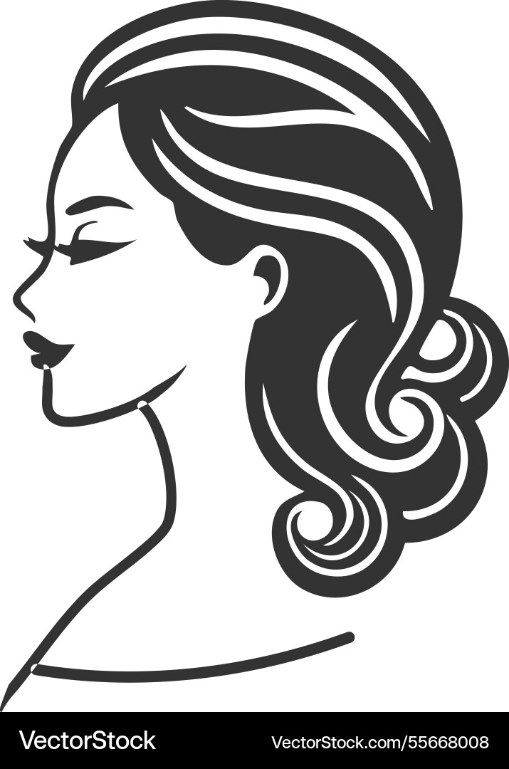 Elegant woman silhouette side view Royalty Free Vector Image