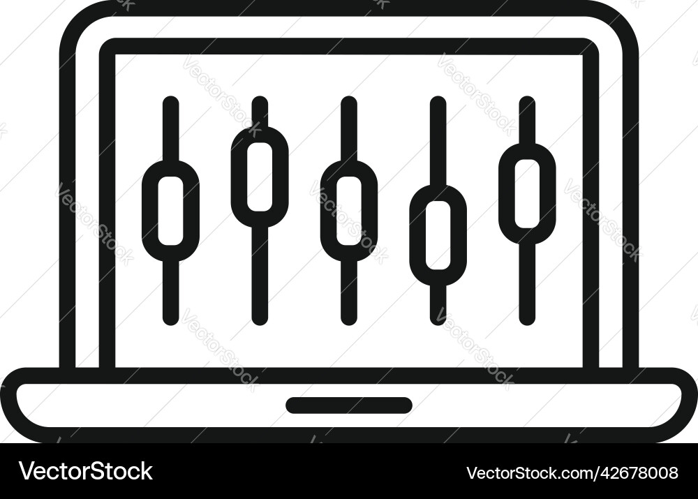 Laptop control icon outline screen center Vector Image