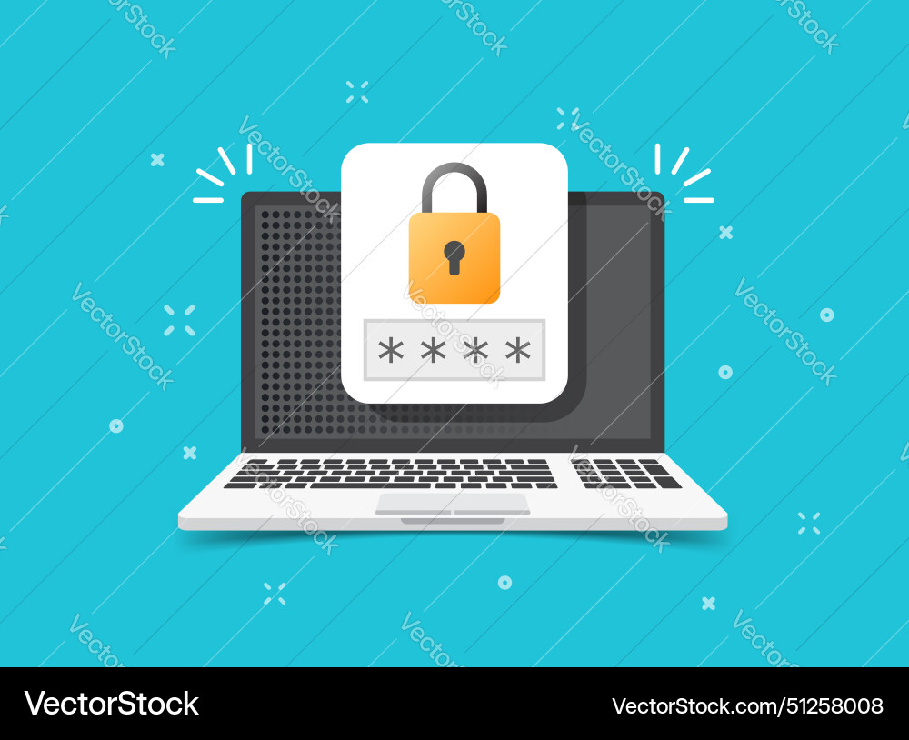 Laptop with account login icon in flat style Vector Image