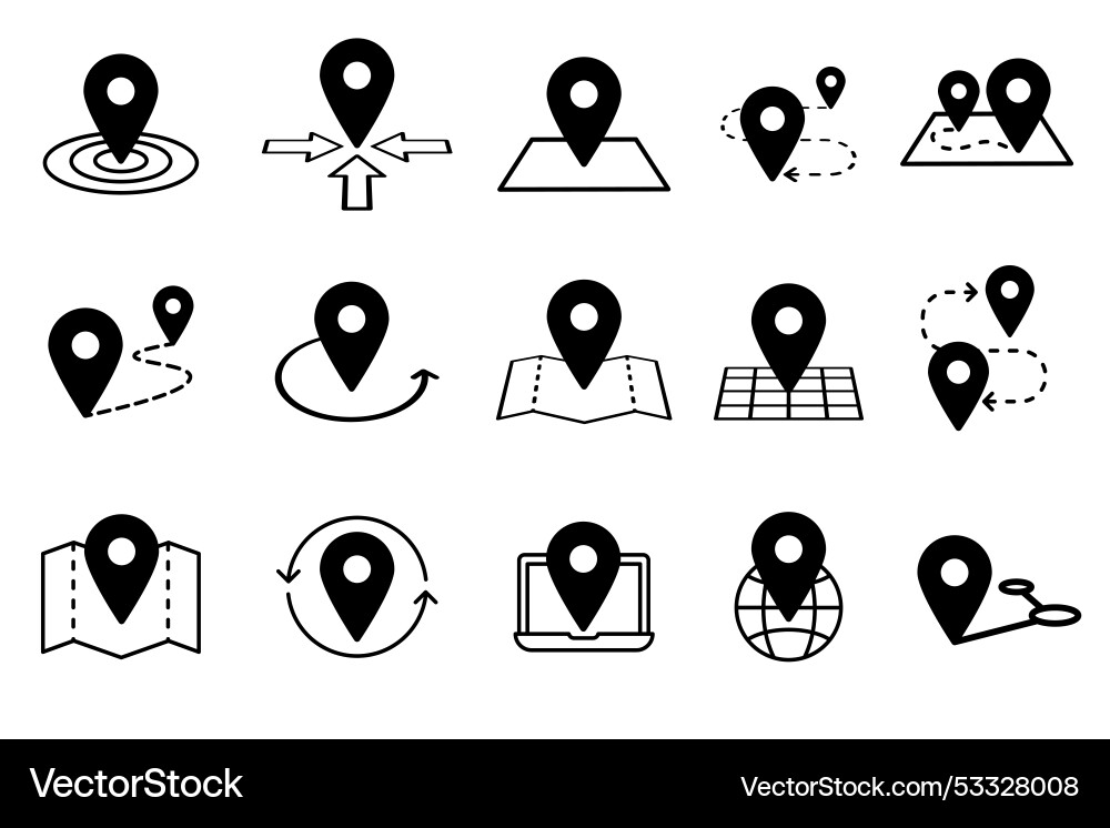 Map pins related icon set Royalty Free Vector Image