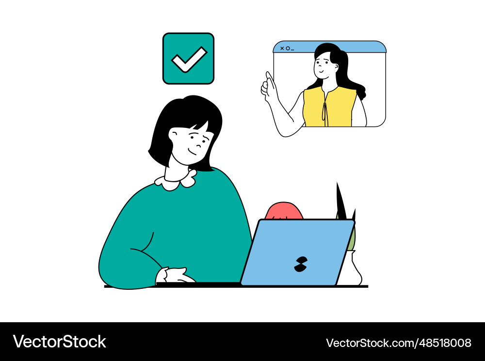 Productivity workplace concept with people scene Vector Image