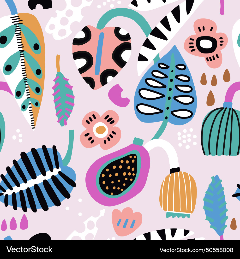 Seamless abstract tropical pattern with jungle Vector Image