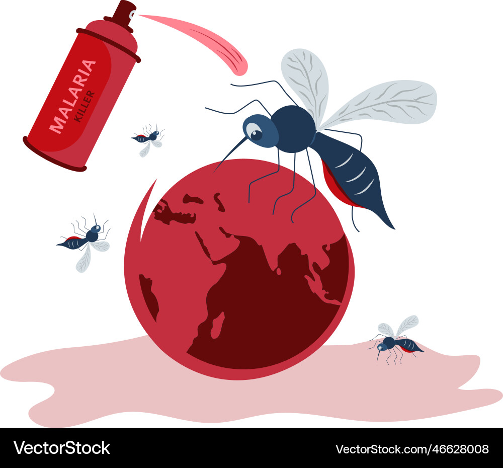 World malaria day killing mosquito with spray Vector Image