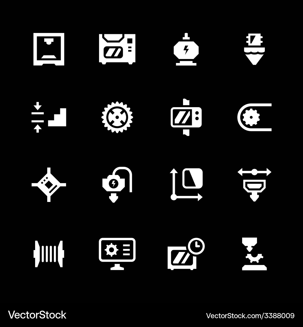 3D Printing Icon Set Royalty Free Vector Image