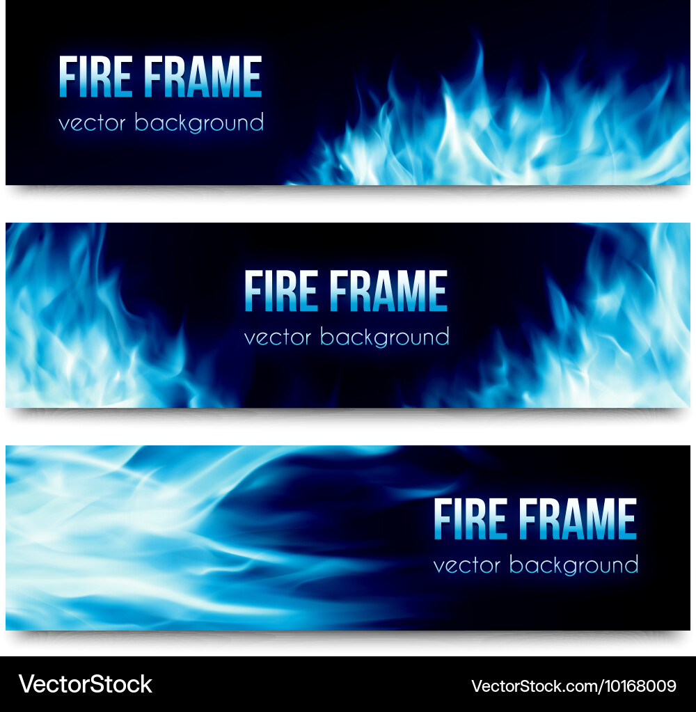 Abstract banners set with blue fire flames Vector Image