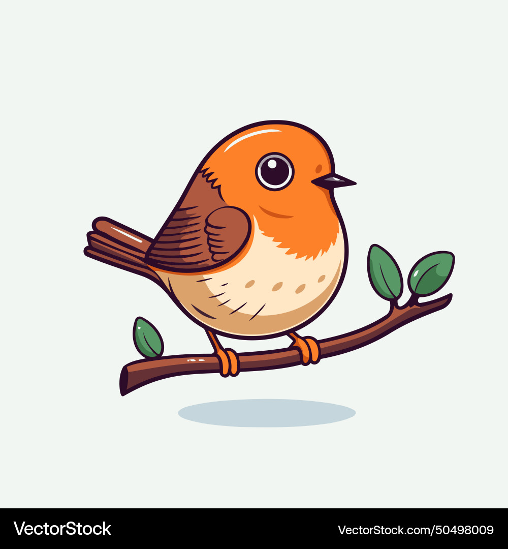 Cute robin bird sitting on a branch Royalty Free Vector