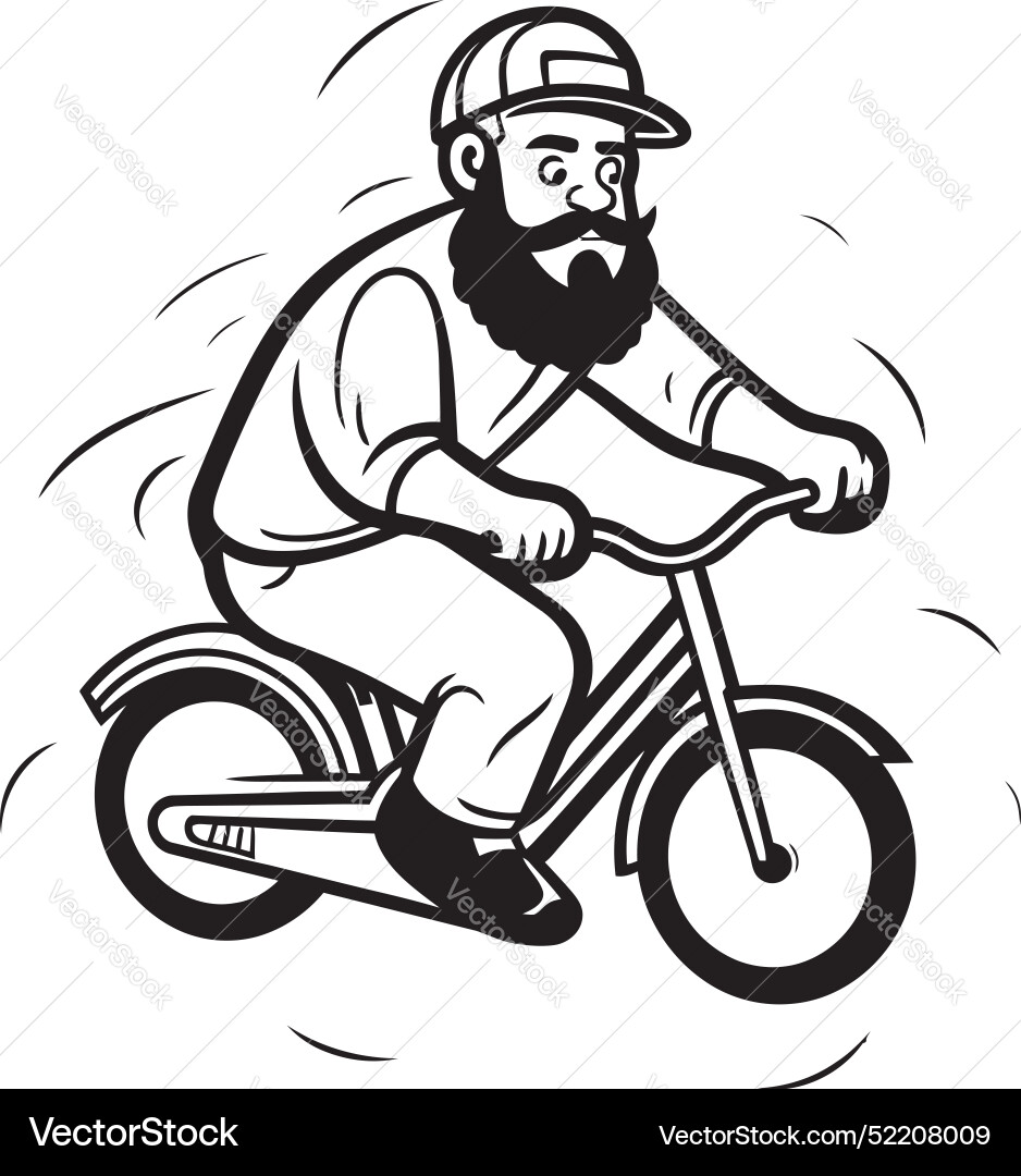 Cycle excursion cartoon man riding bike black Vector Image