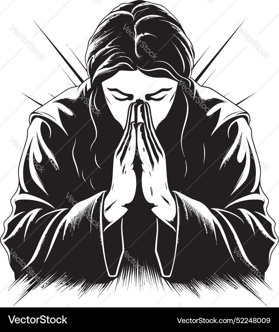 Divine dynamics praying woman hands design Vector Image