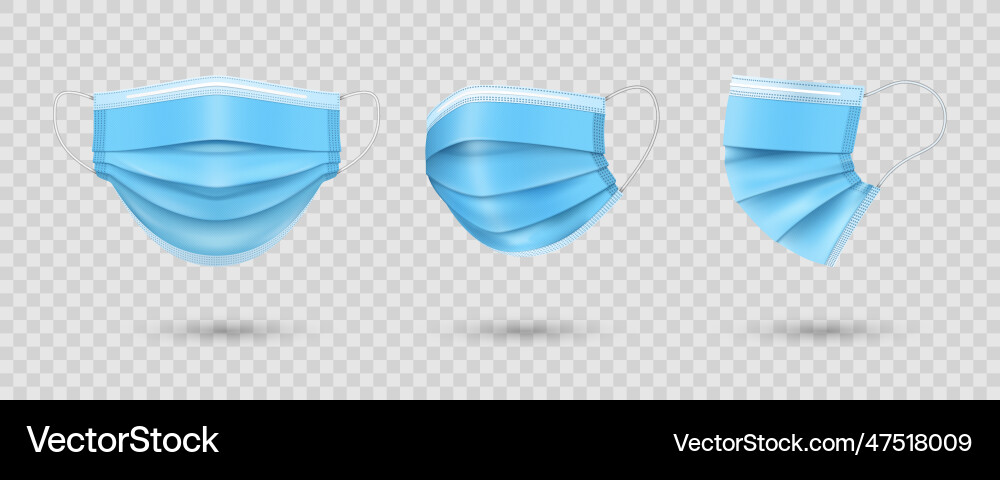 Face mask surgical 3 sides for corona front Vector Image