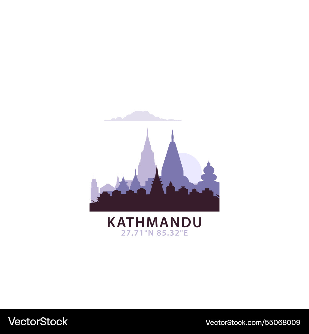 Kathmandu logo with skyline cityscape retro icon Vector Image