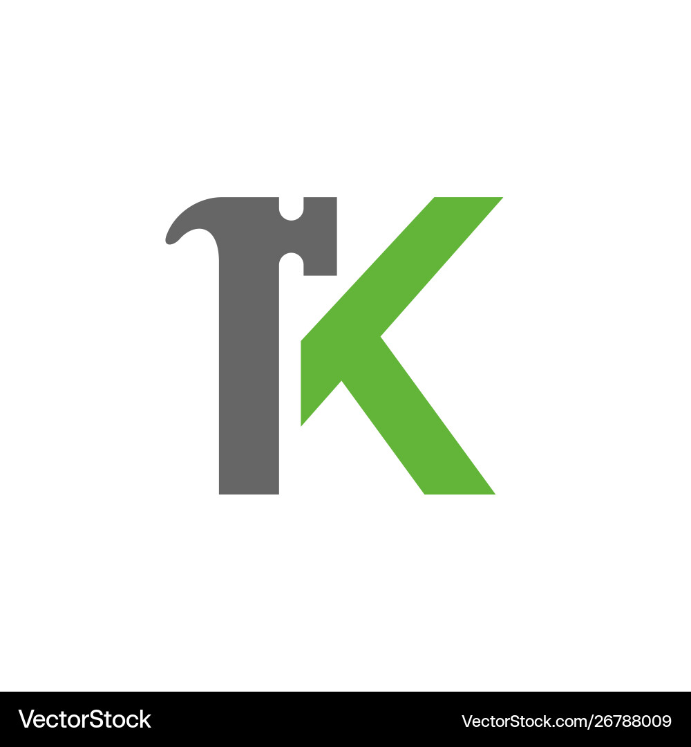 Letter k hammer logo design Royalty Free Vector Image