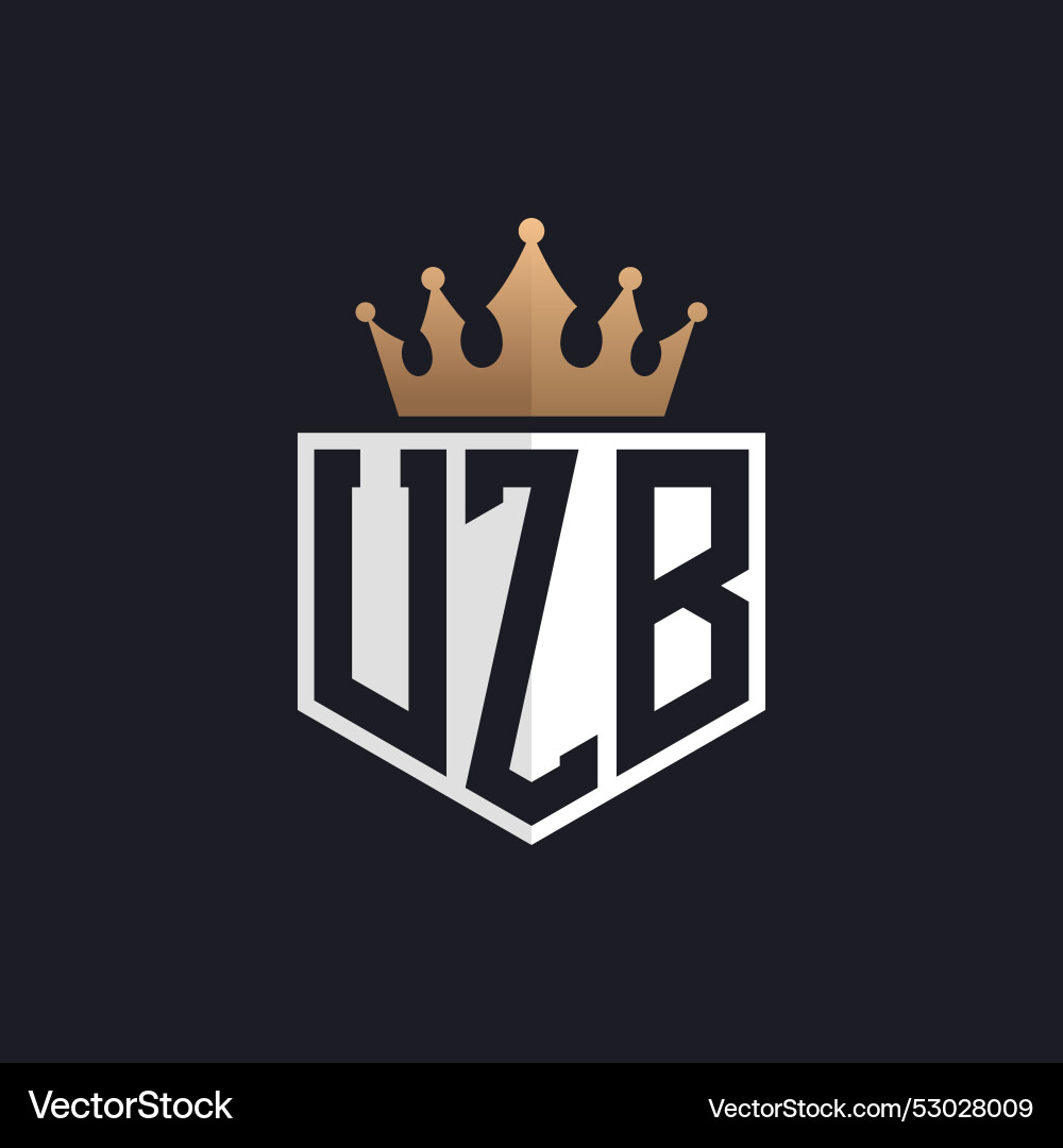 Luxury uzb logo with crown elegant initials Vector Image