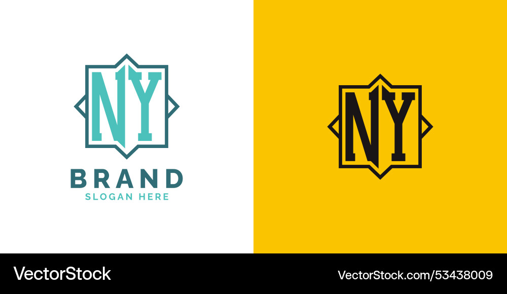 Modern ny monogram logo design initial letter Vector Image