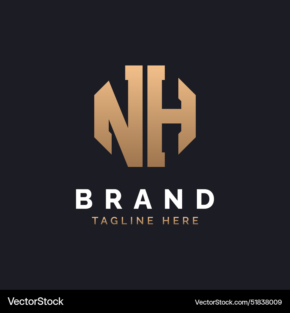 Nh logo design modern minimal elegant and luxury Vector Image