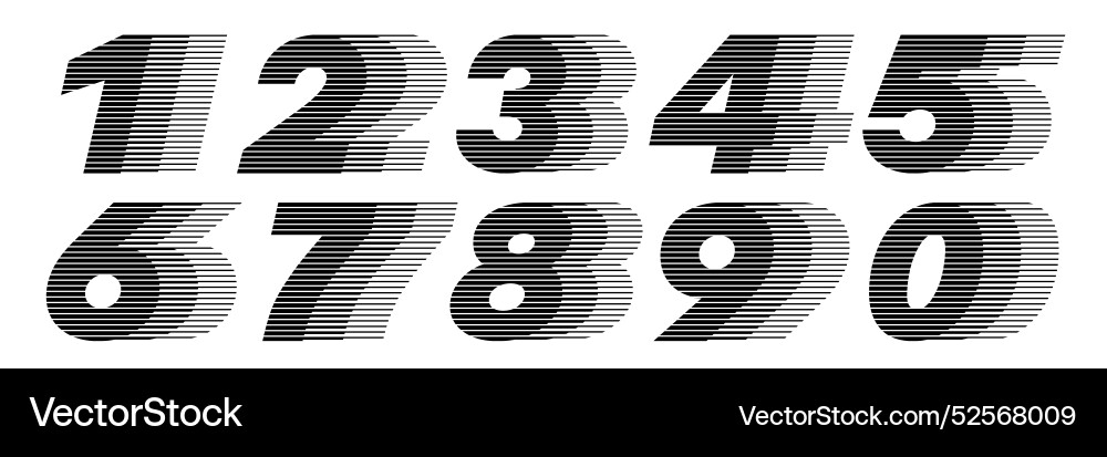 Number font logo geometric horizontal stripe Vector Image