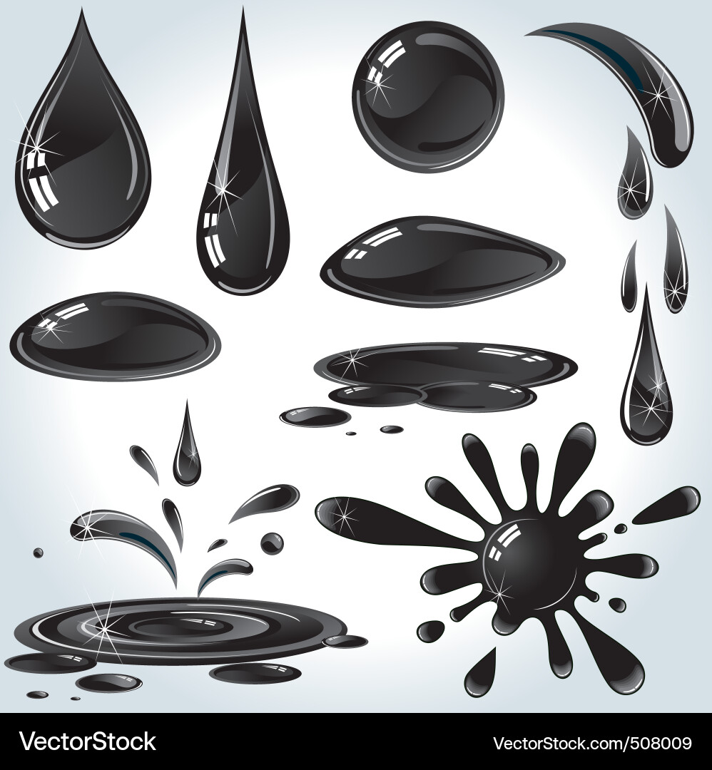 Oil Splatter and Drop Set Royalty Free Vector Image