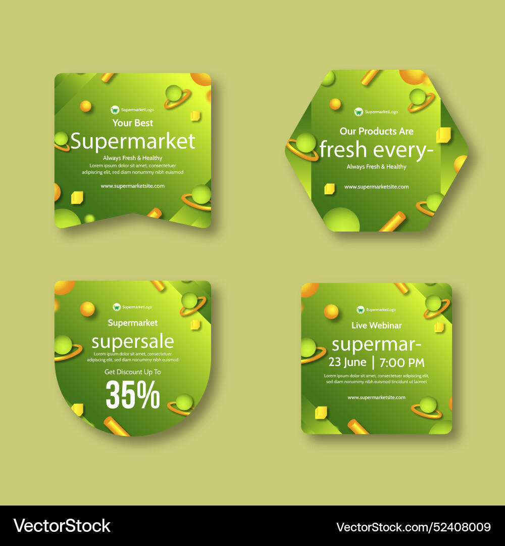 Realistic supermarket labels collection Royalty Free Vector
