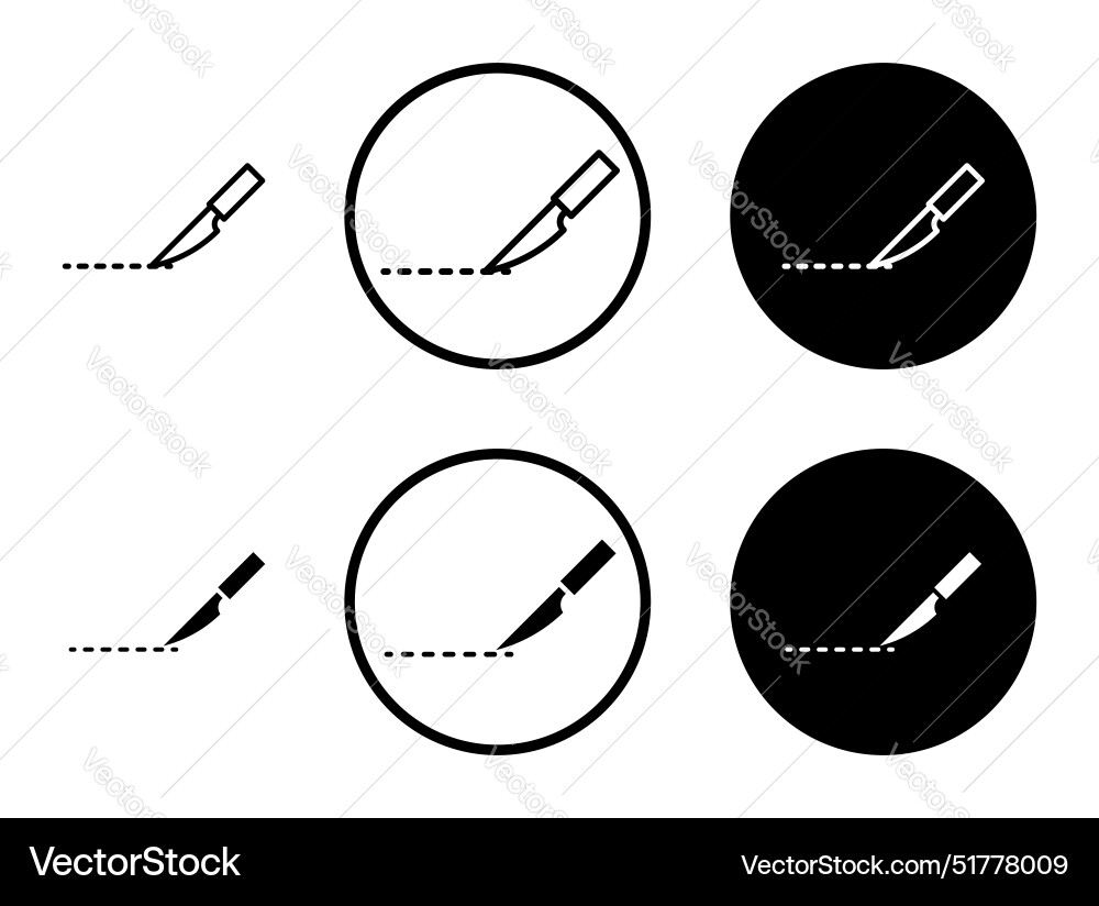 Scalpel path line icon set Royalty Free Vector Image
