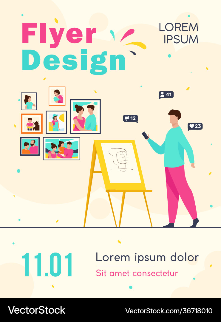 Artist working in his studio Royalty Free Vector Image